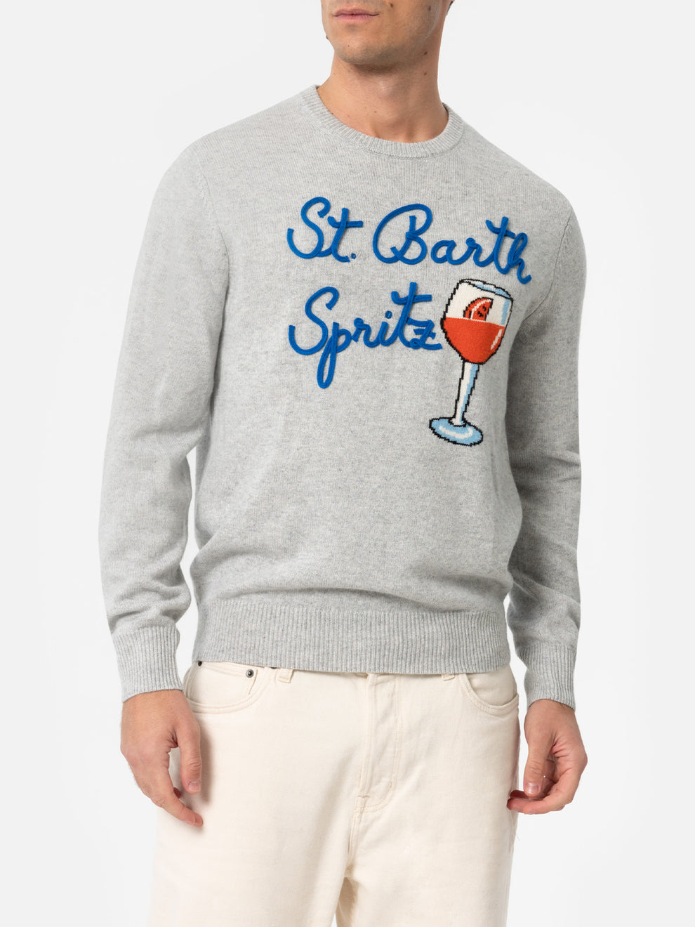 Suéter de cuello redondo Heron con jacquard de copa Spritz – MC2 Saint ...