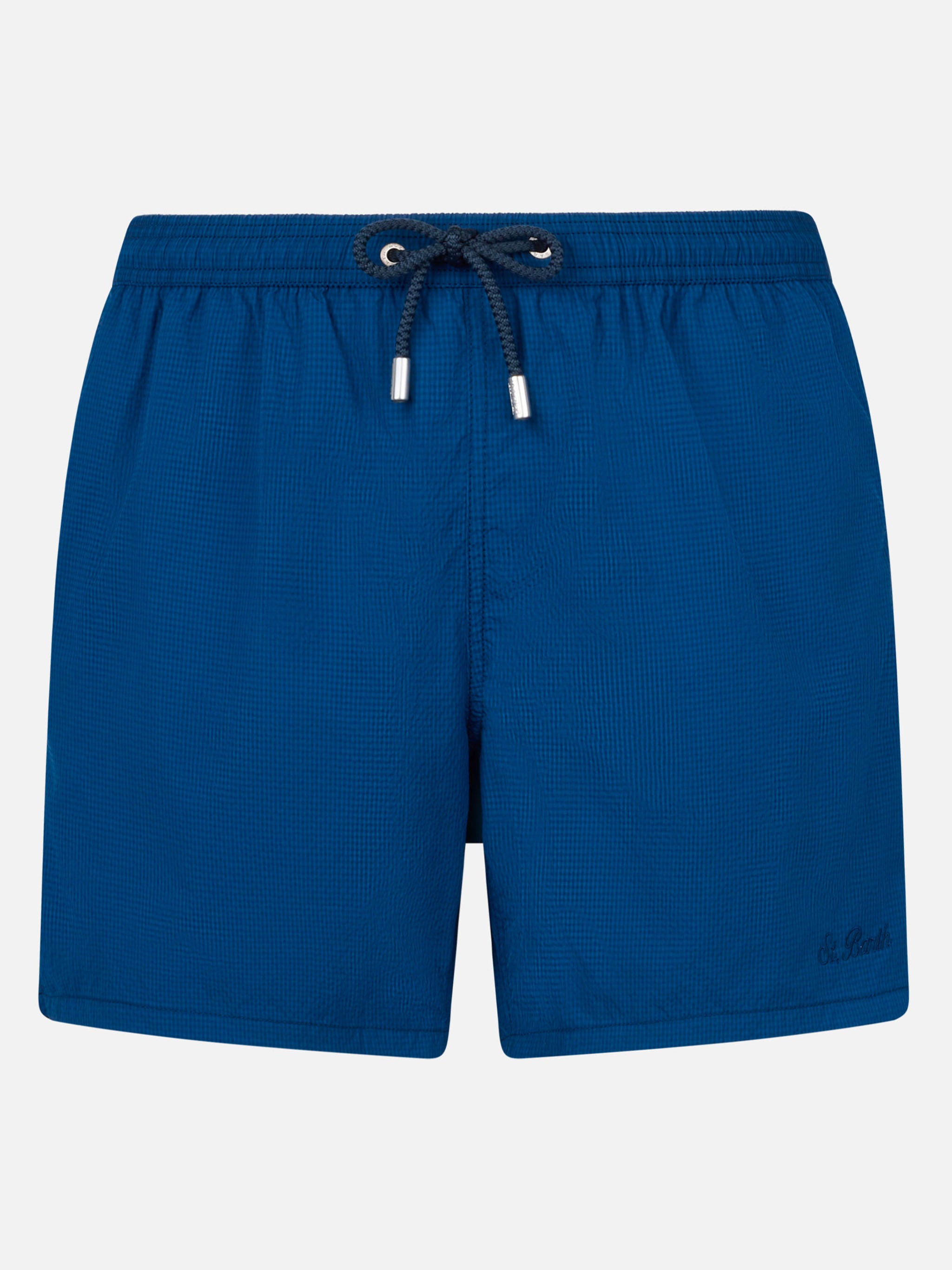 Patmos navy blue seersucker classic light swim shorts – MC2 Saint Barth
