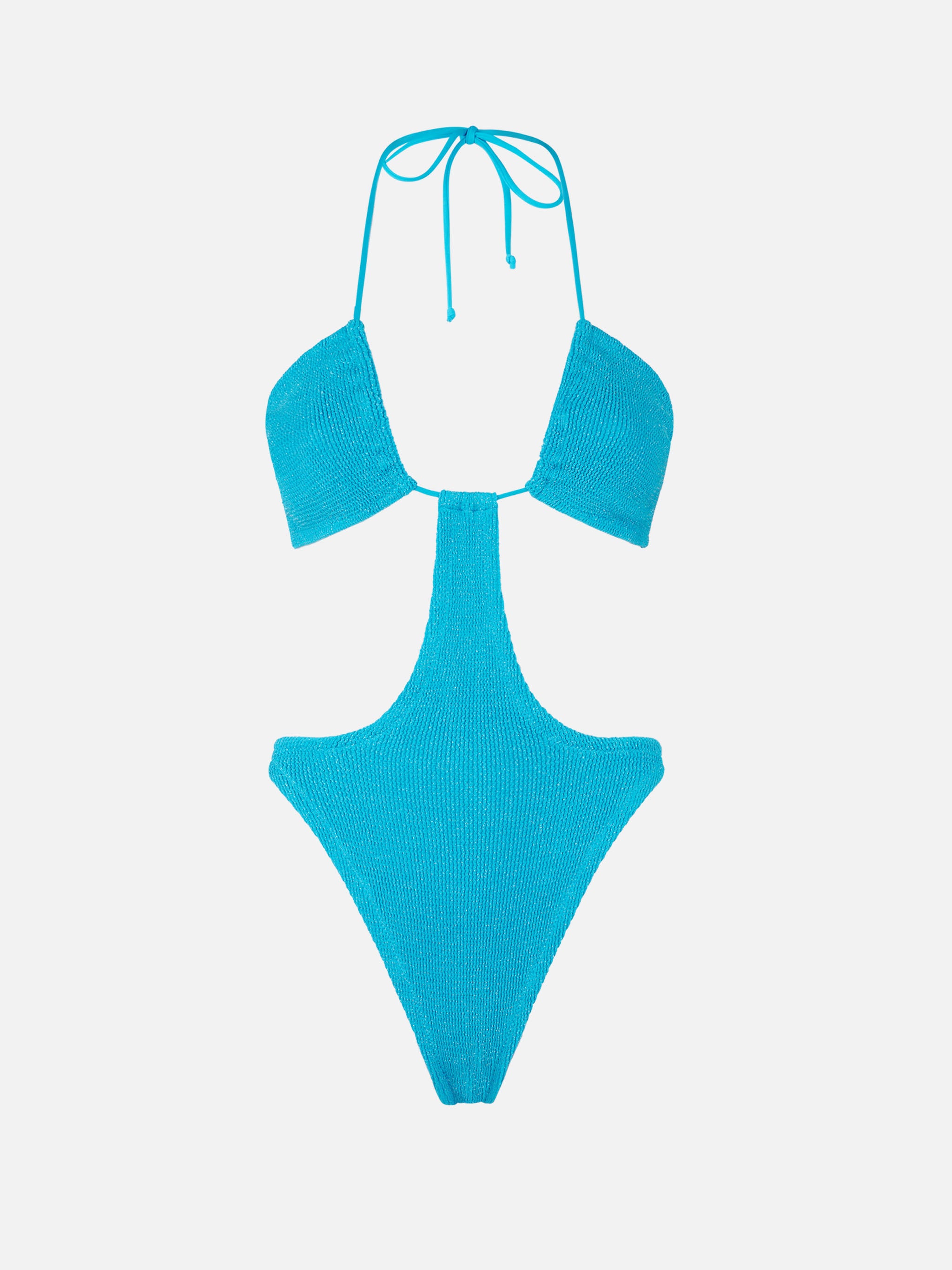 Light blue lurex crinkle trikini swimsuit – MC2 Saint Barth